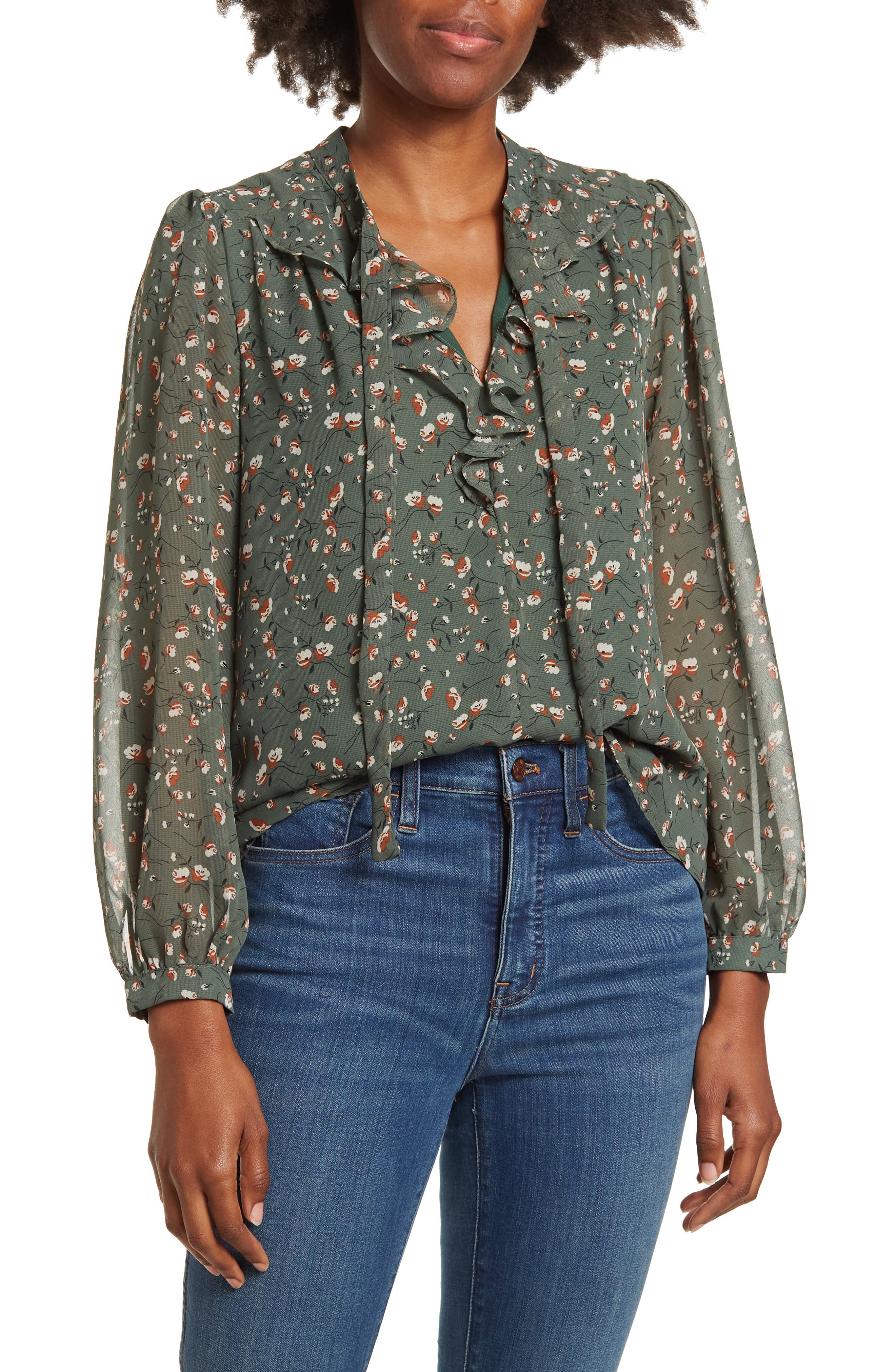 Tie Neck Long Sleeve Print Blouse (Women) | Nordstromrack