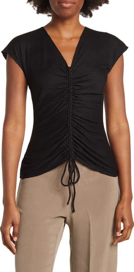 MAX STUDIO Center Shirred Short Sleeve T-Shirt | Nordstromrack