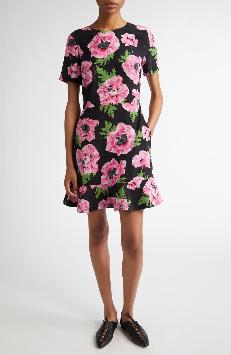Stella McCartney Poppy Print A-Line Silk Minidress | Nordstromrack