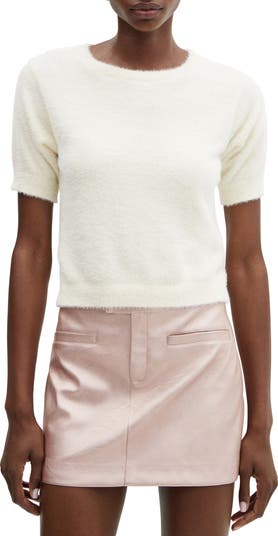 MANGO Fuzzy Short Sleeve Sweater | Nordstrom