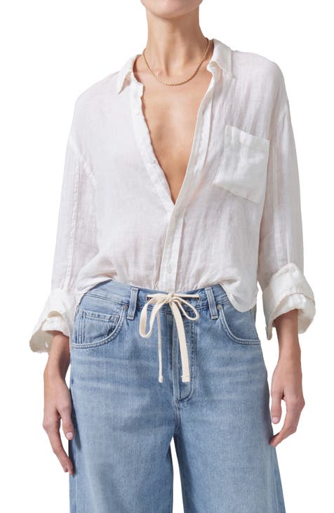 Women's 100% Linen Button Up Tops | Nordstrom