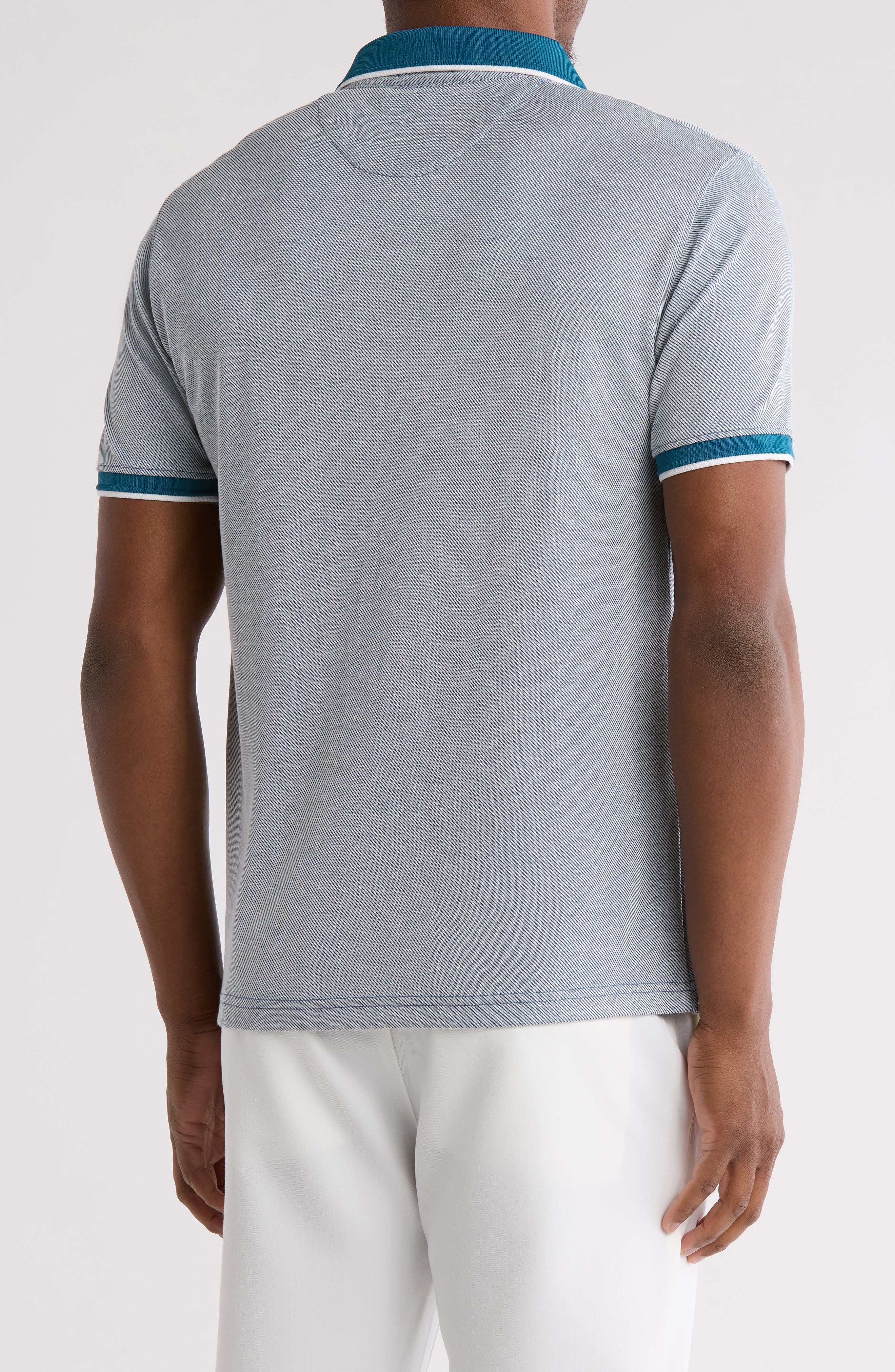 DENIM AND FLOWER Tipped Stripe Textured Polo | Nordstromrack