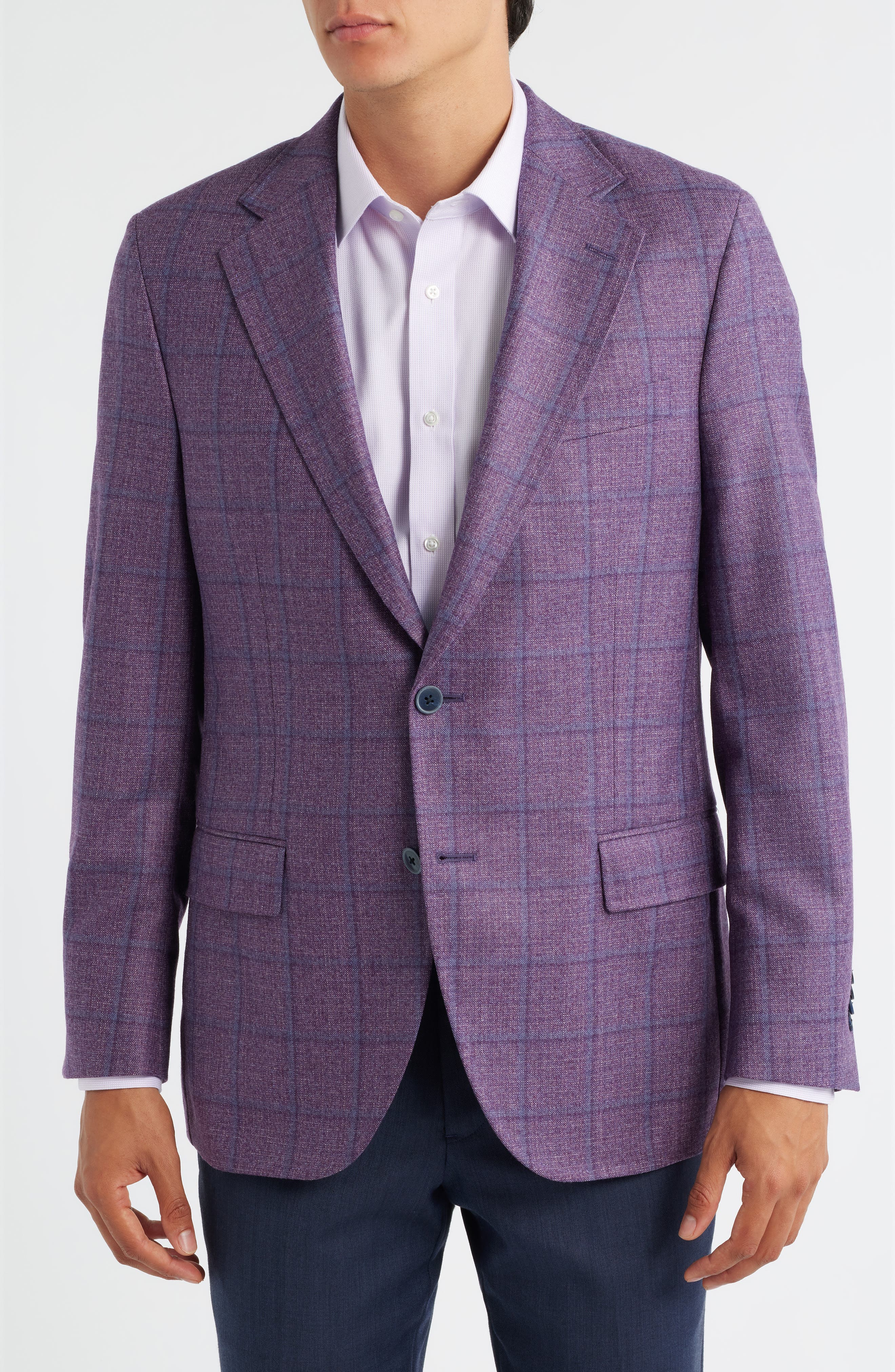 Hyperlight Soft Purple Shadow Check Wool Sport Coat (Men) | Nordstromrack