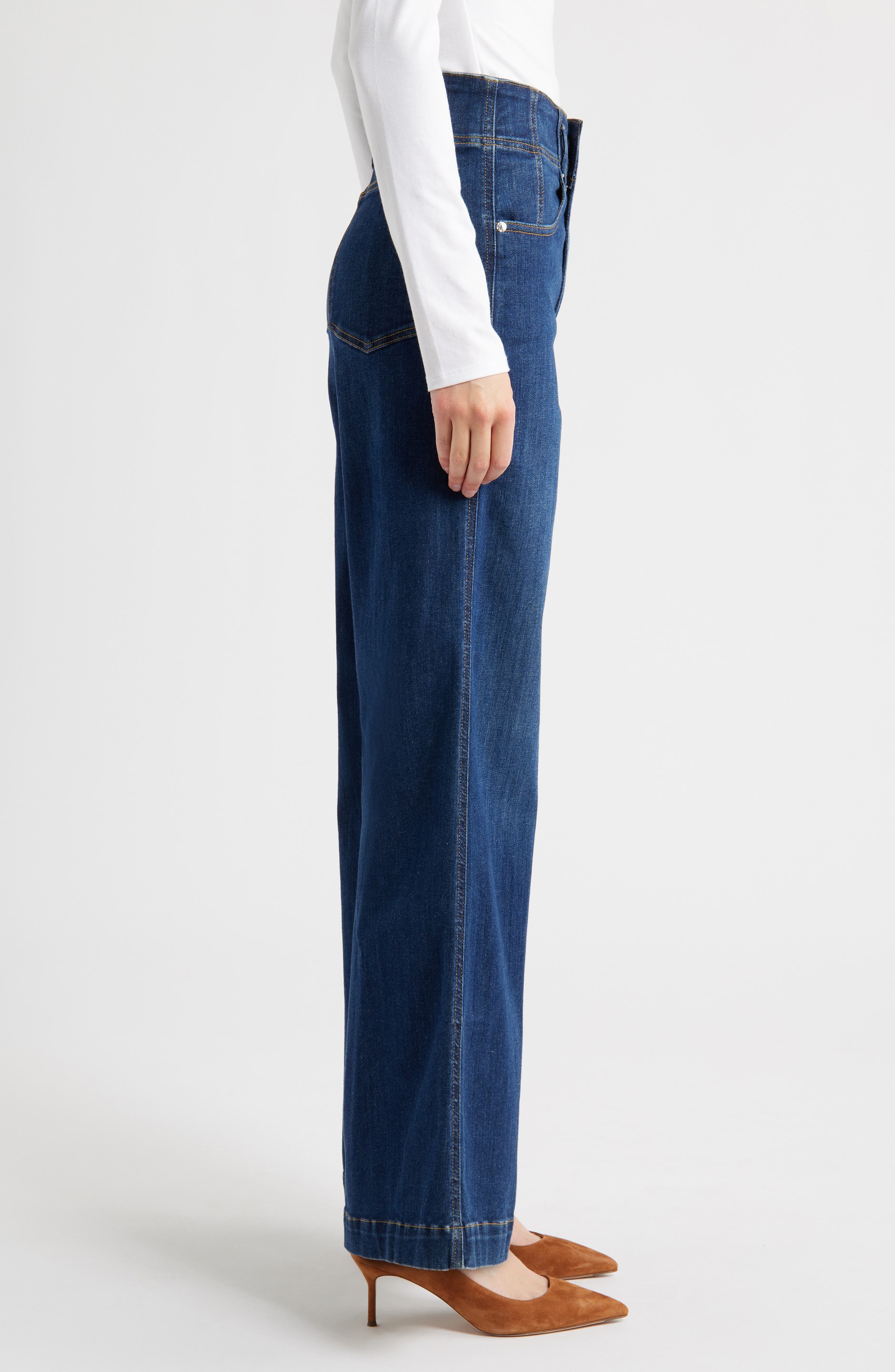 FRAME The Seamed High Waist Wide Leg Trouser Jeans | Nordstromrack