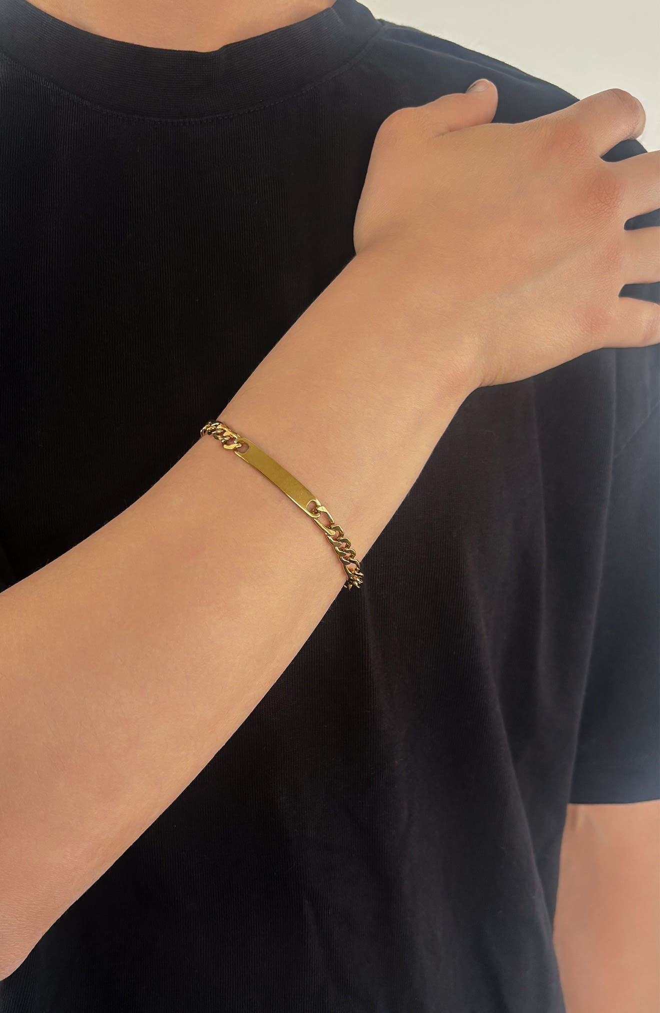 Men's 18K Gold Plated Figaro Chain ID Bracelet (Men) | Nordstromrack