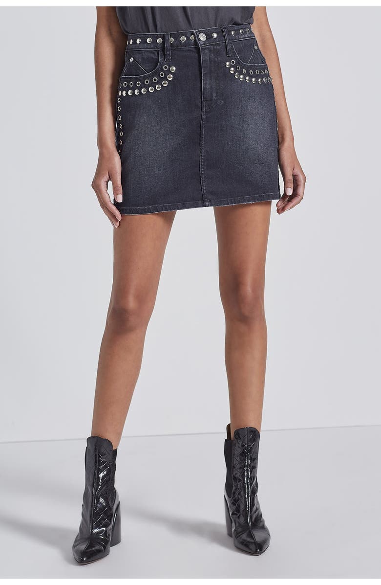 Current/Elliott The 7-Pocket Studded Denim Mini Skirt | Nordstromrack