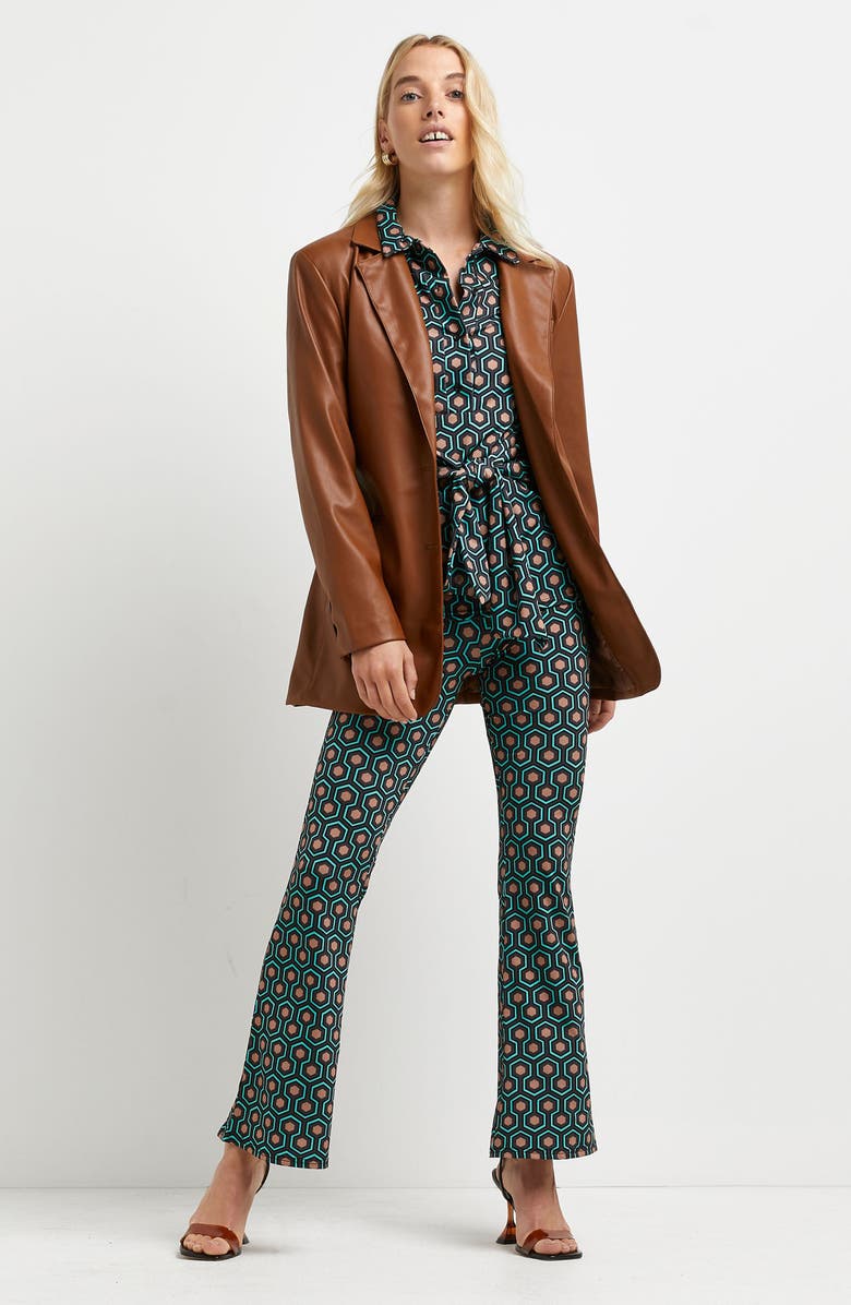 River Island Geo Print Long Sleeve Tie Front Shirt | Nordstromrack