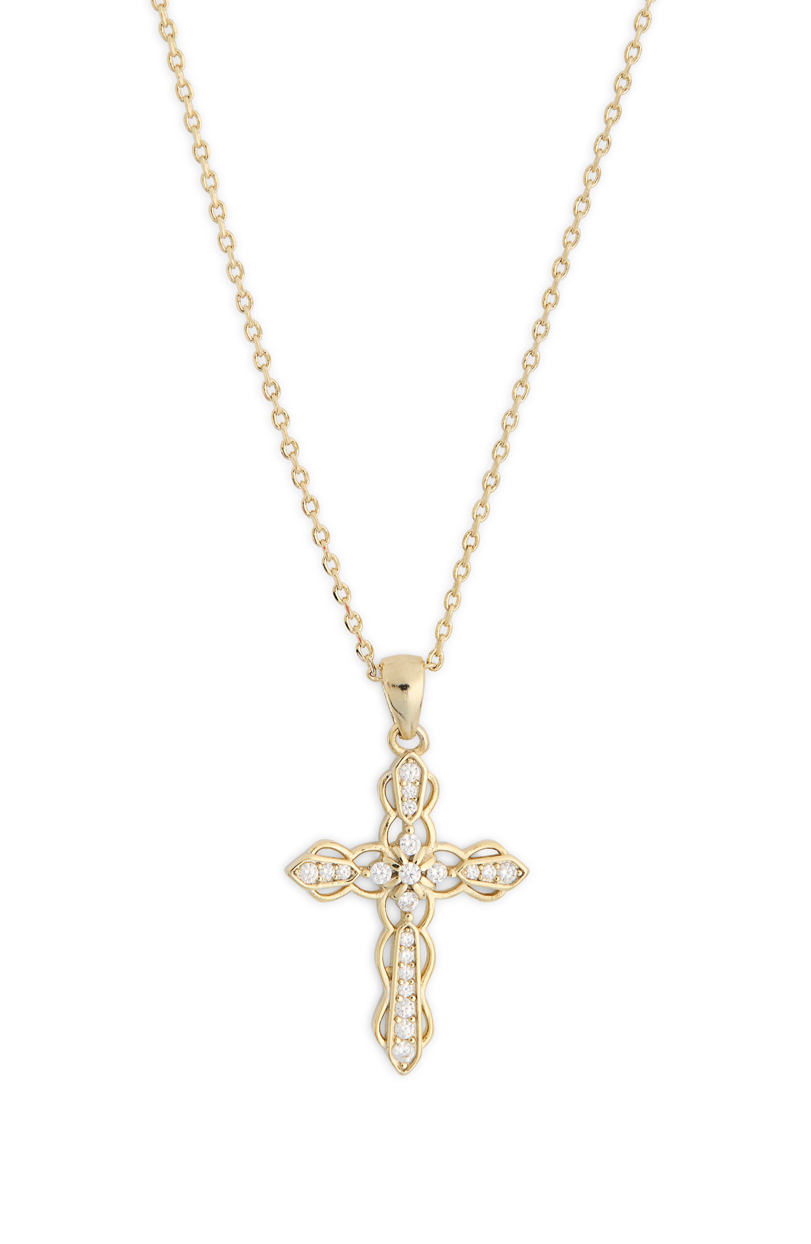Leith Pavé Crystal Cross Pendant Necklace | Nordstromrack