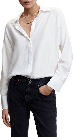 MANGO Hidden Button Long Sleeve Shirt | Nordstrom