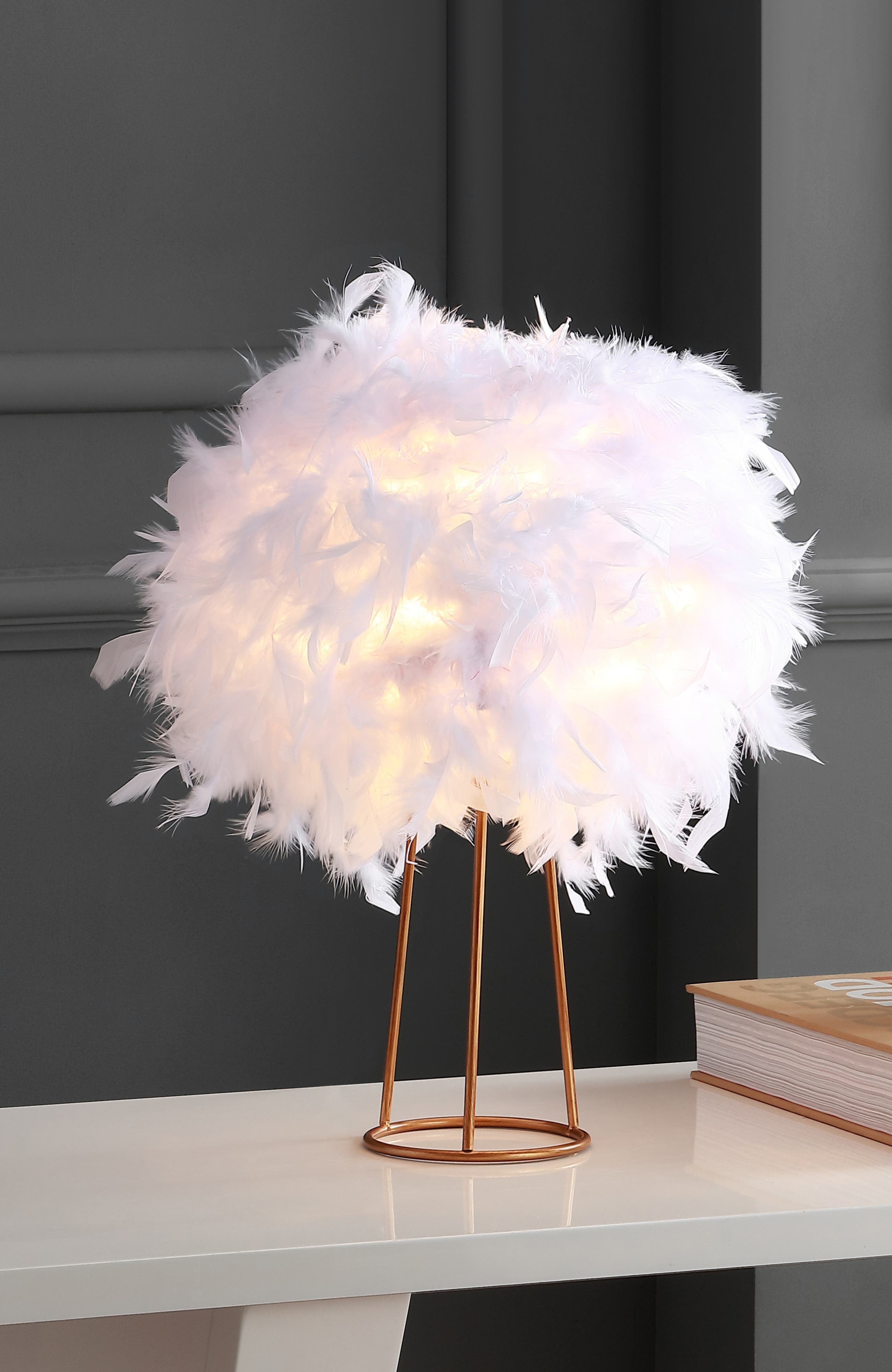 JONATHAN Y Stork Feather Metal LED Table Lamp | Nordstrom