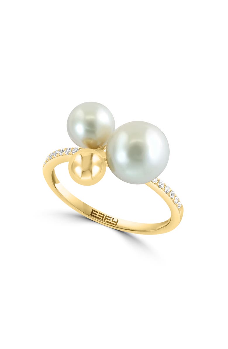EFFY 14K Gold Diamond & Freshwater Pearl Ring - 0.05ct. | Nordstromrack