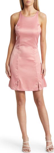 Amy Lynn Chain Detail Satin Sheath Minidress | Nordstrom