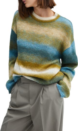 MANGO Space Dye Stripe Crewneck Sweater | Nordstrom
