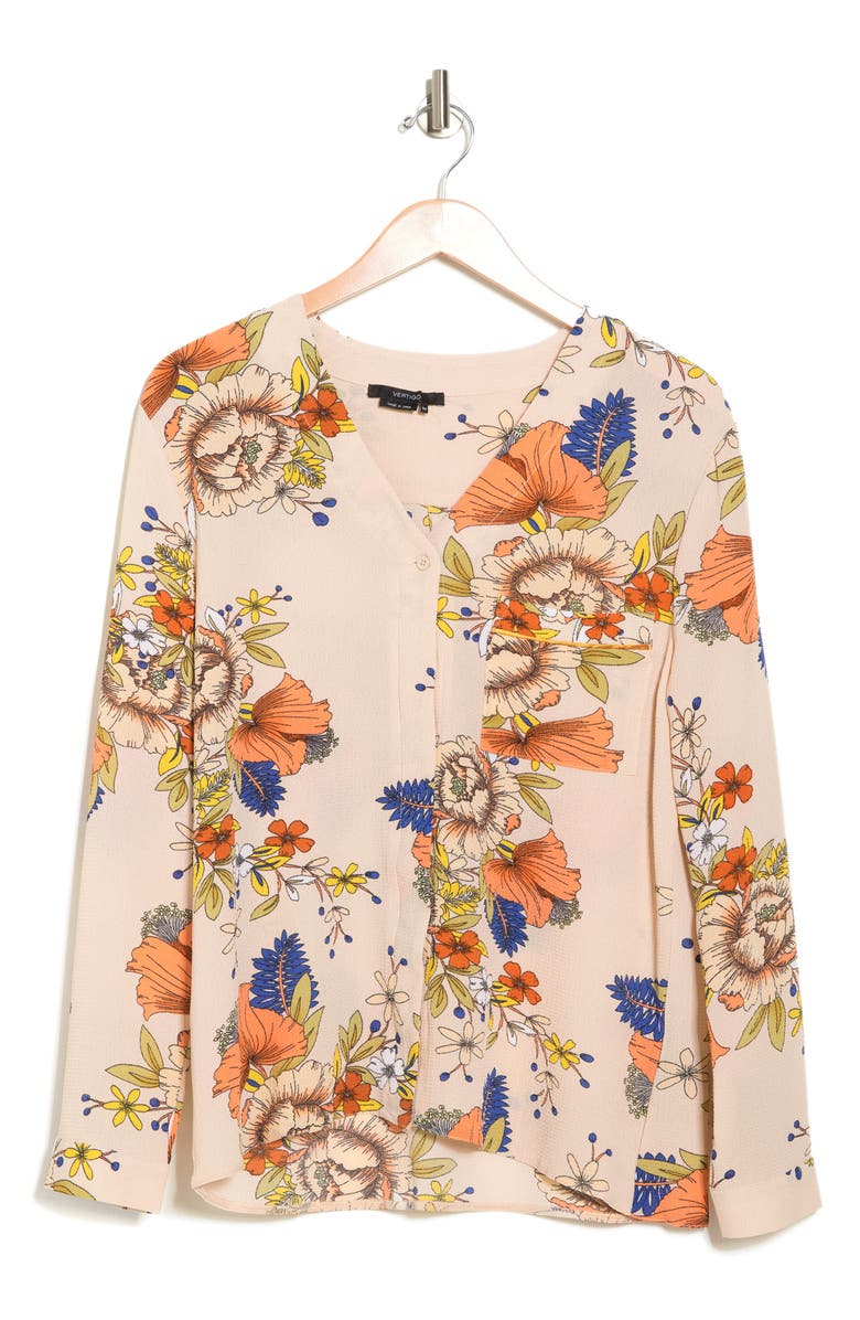 Vertigo Paris VERTIGO Floral Long Sleeve Button Down Blouse | Nordstromrack