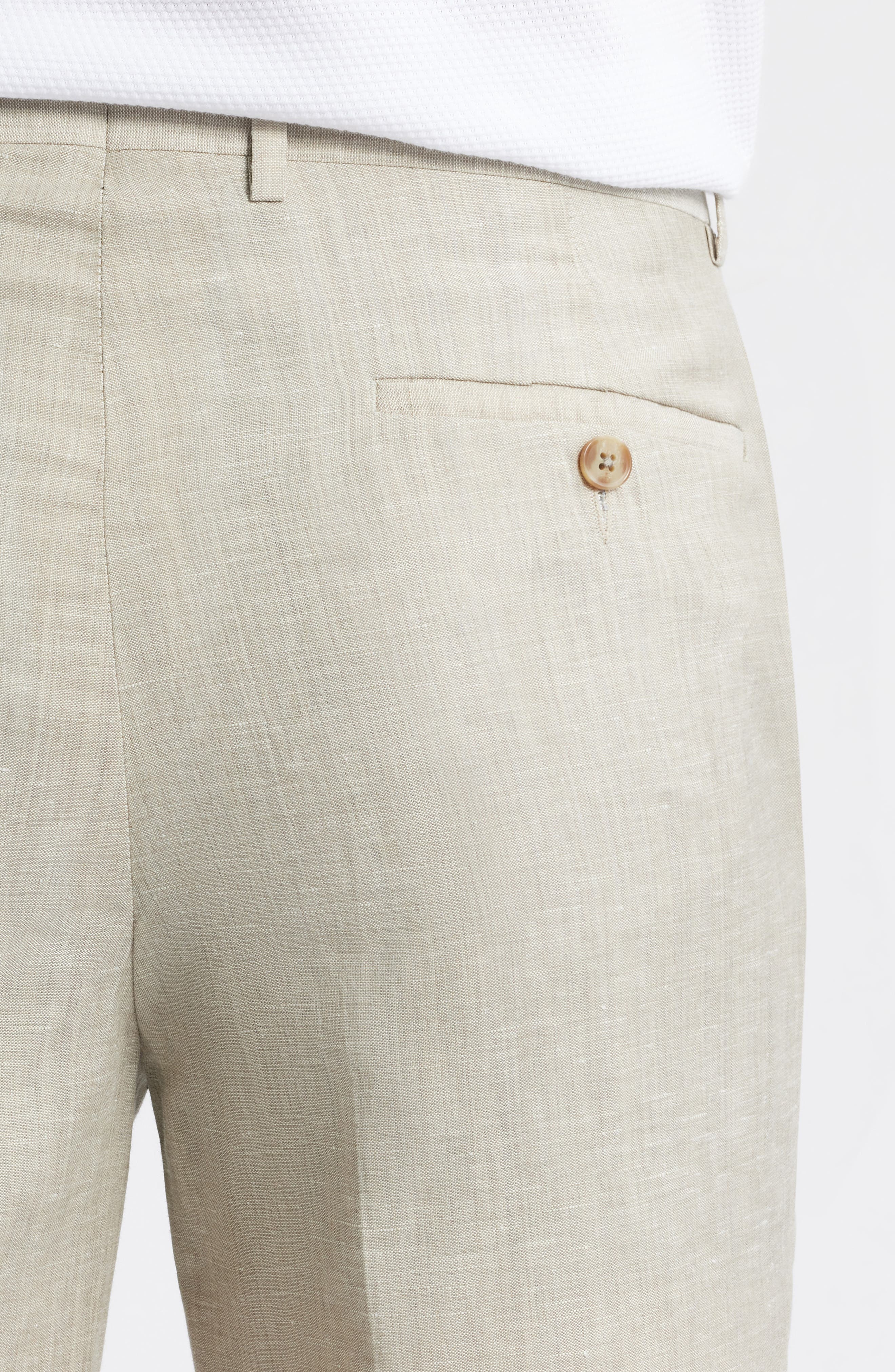 Peter Millar Harker Tan Mélange Flat Front Wool & Linen Dress Pants ...