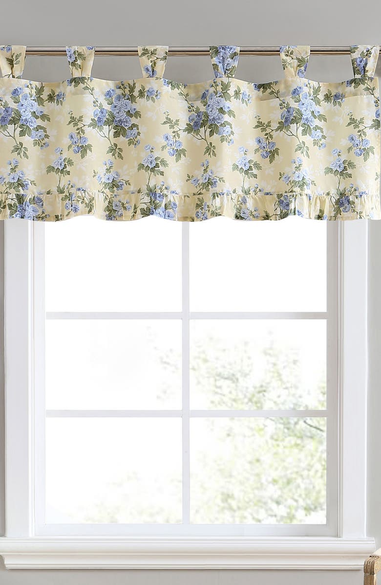 Laura Ashley Cassidy Cotton Floral Valance - Yellow and Blue ...