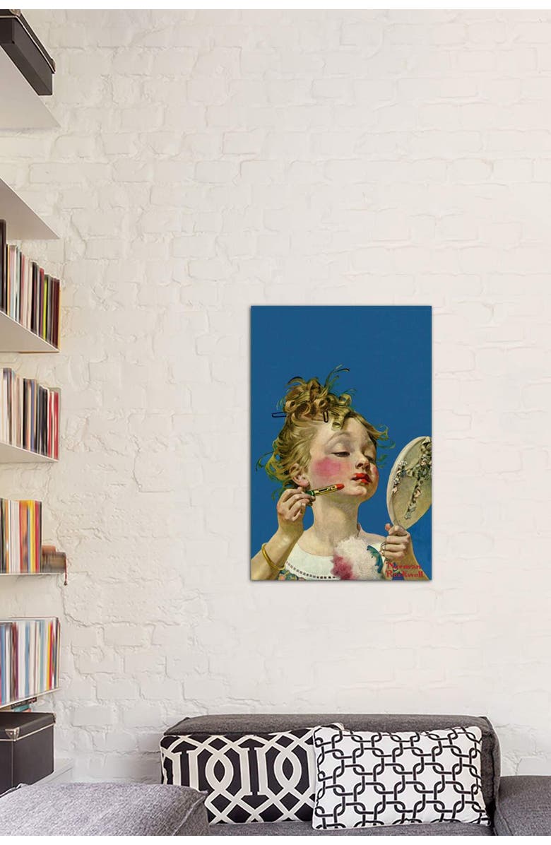 iCanvas Little Girl with Lipstick by Norman Rockwell Canvas Wall Art 12 ...