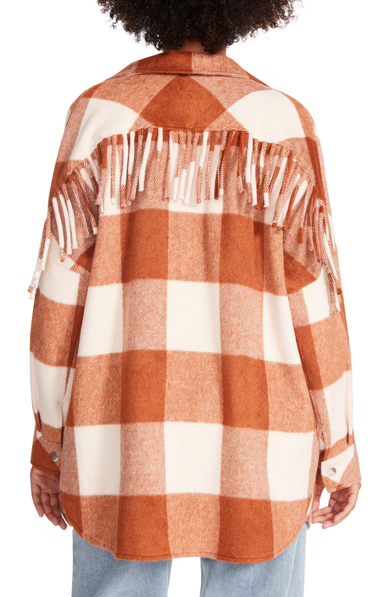 Steve Madden Bonnie Fringe Check Shacket | Nordstromrack