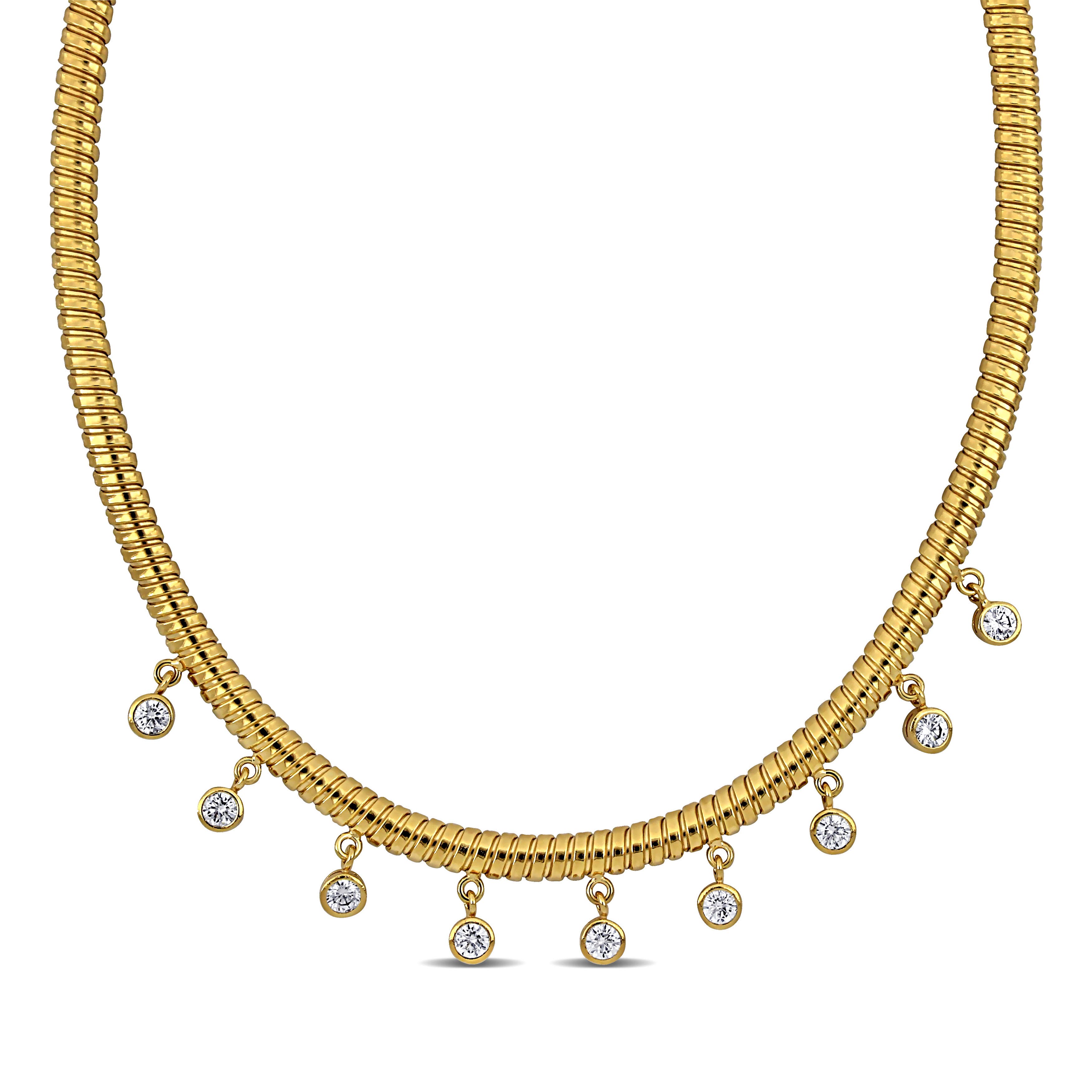 Julianna B. Cubic Zirconia Omega Station Drop Necklace | Nordstrom