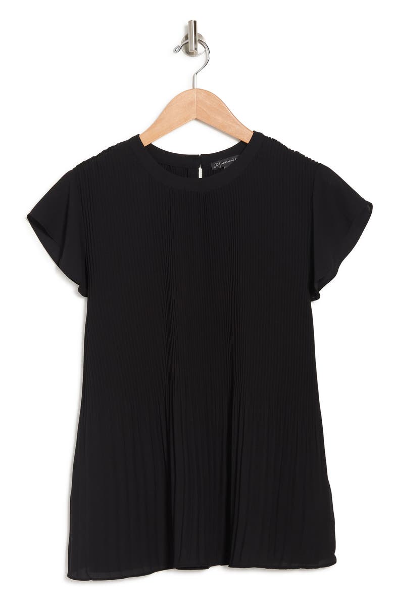 Adrianna Papell Georgette Scoop Neck Solid Pleat Top | Nordstromrack