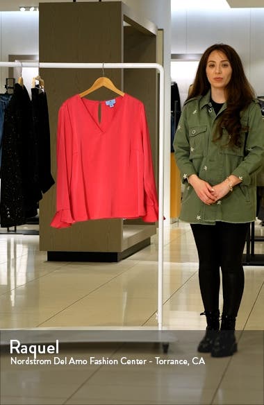 CeCe Ruffle Cuff Satin Blouse | Nordstromrack