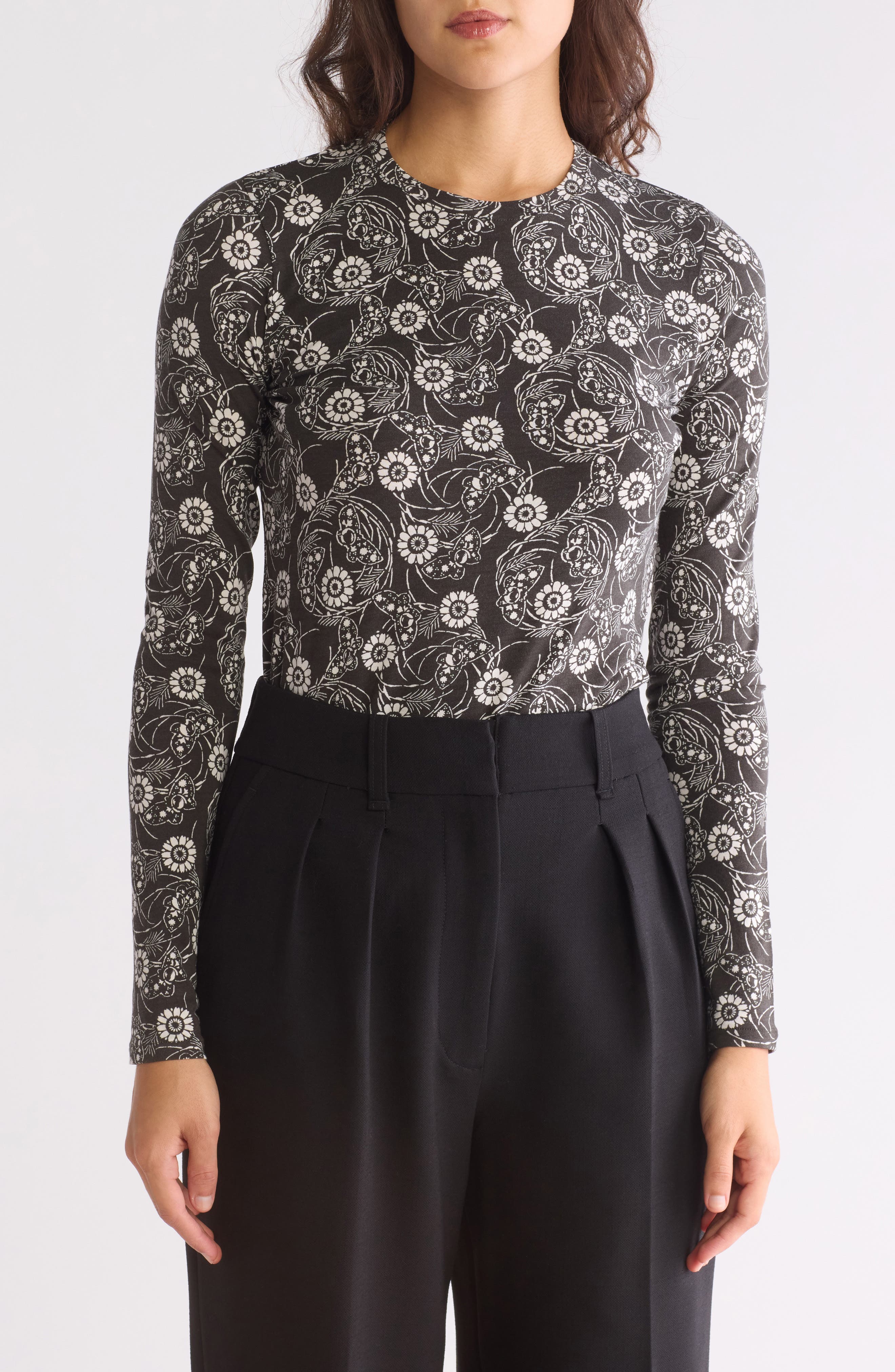 Rebecca Taylor Monarch Fleur Essential Long Sleeve Top | Nordstromrack