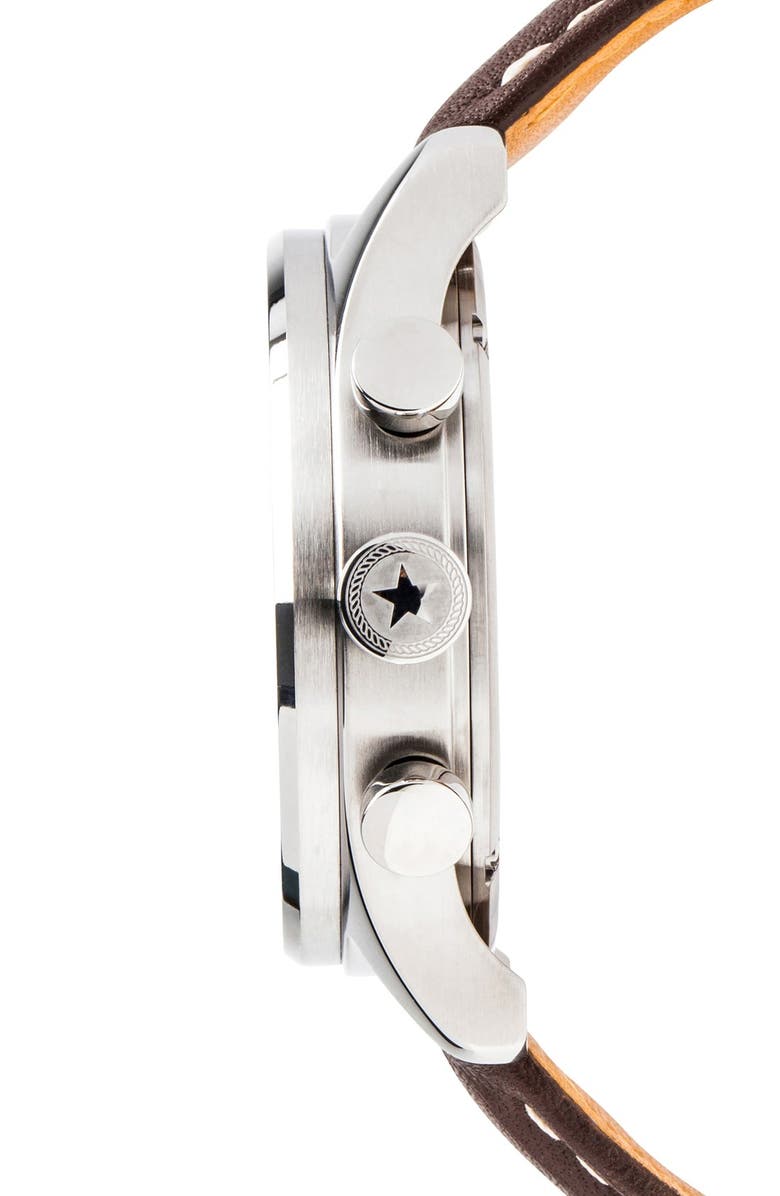 Jack Mason Nautical Chronograph Leather Strap Watch, 42mm | Nordstrom