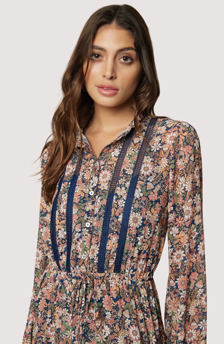 Lost + Wander Split Neck Long Sleeve Flower Power Maxi Dress ...