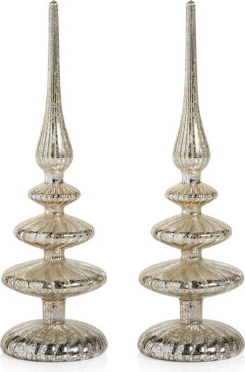 Zodax Set of 2 Azenor LED Decorative Glass Tabletop Finial Ornaments ...