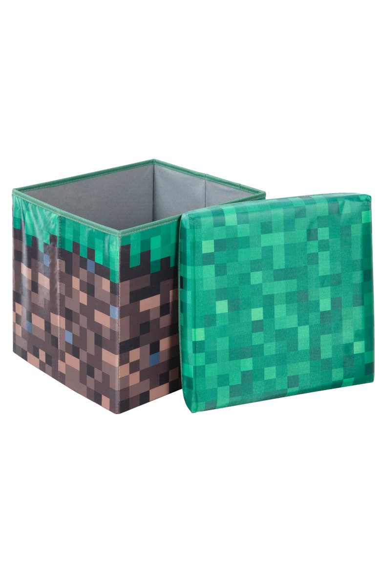 Small Ottoman Pixel Grass Block Collapsible Storage Footrest Box ...