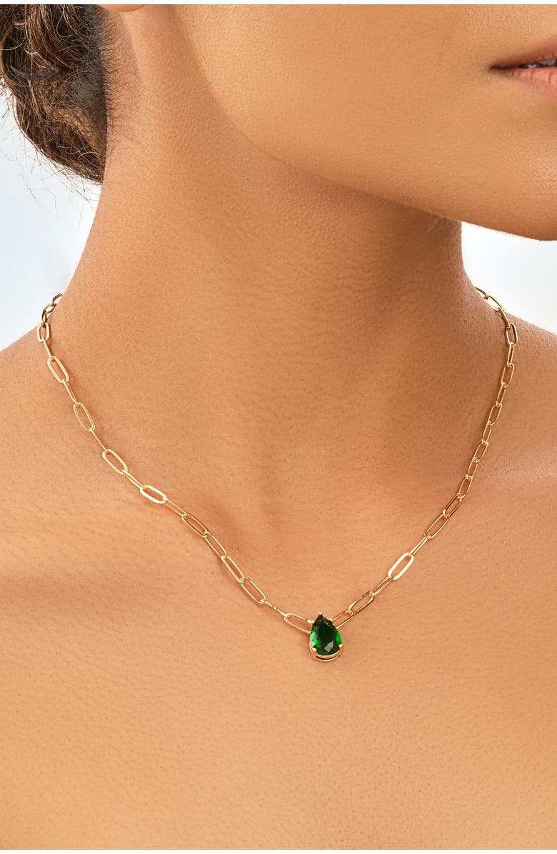 Sterling Forever 14K Yellow Gold Plated Pear-Cut CZ Pendant Necklace ...
