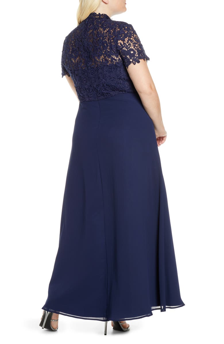Chi Chi London Curve Charissa Lace Bodice Chiffon Gown | Nordstrom