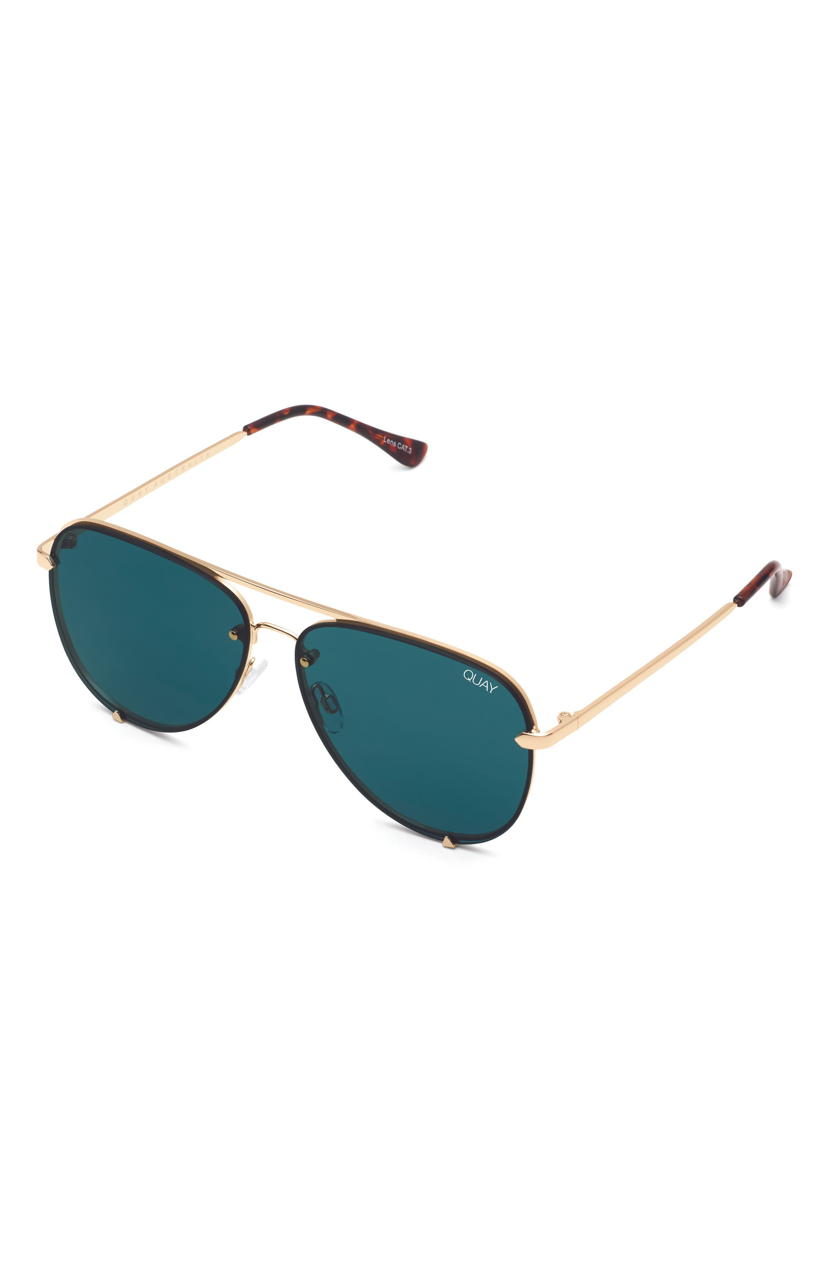 QUAY Australia High Key 65mm Oversize Rimless Aviator Sunglasses ...