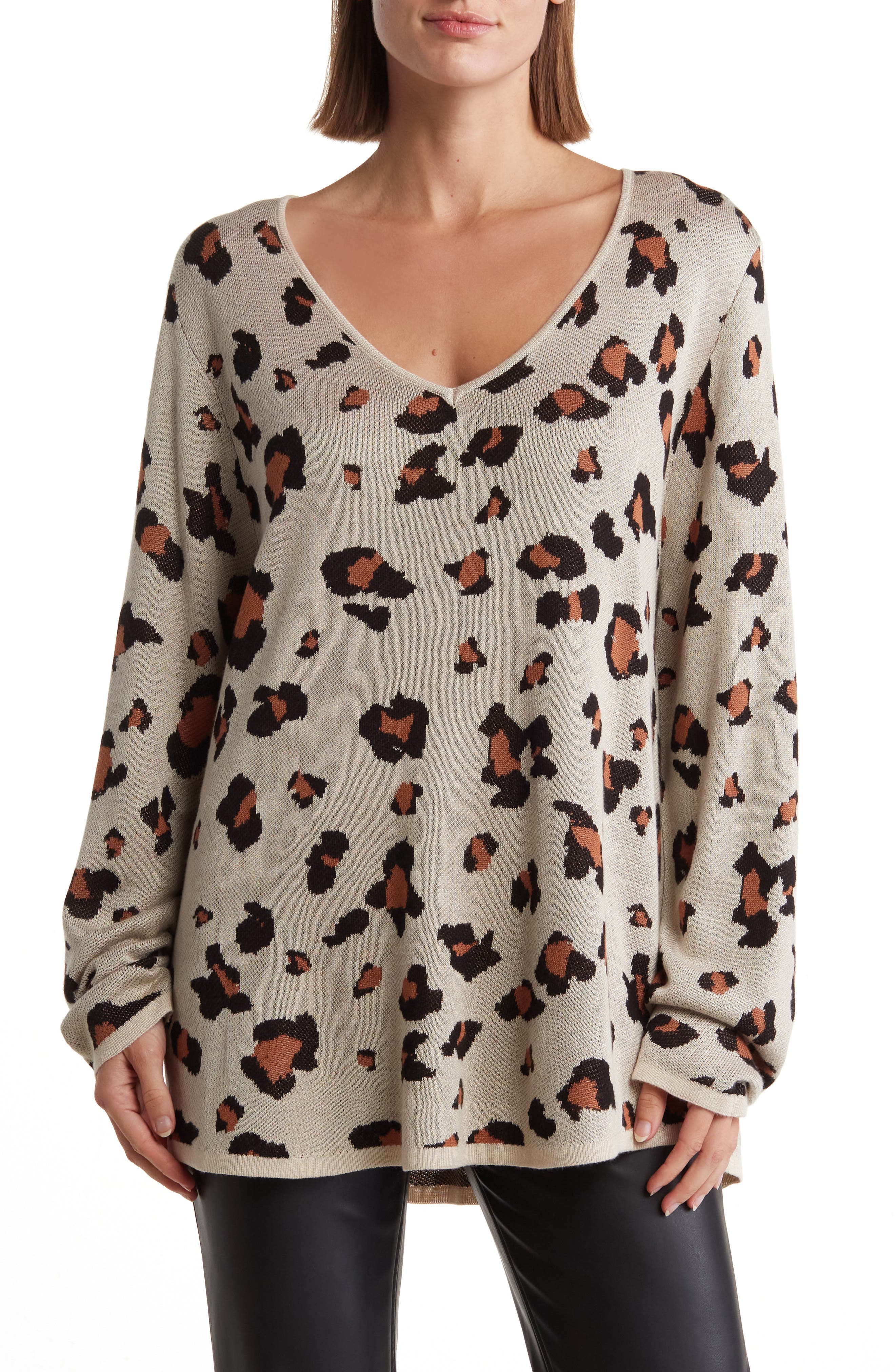M Magaschoni Leopard Pattern Pullover Sweater | Nordstromrack