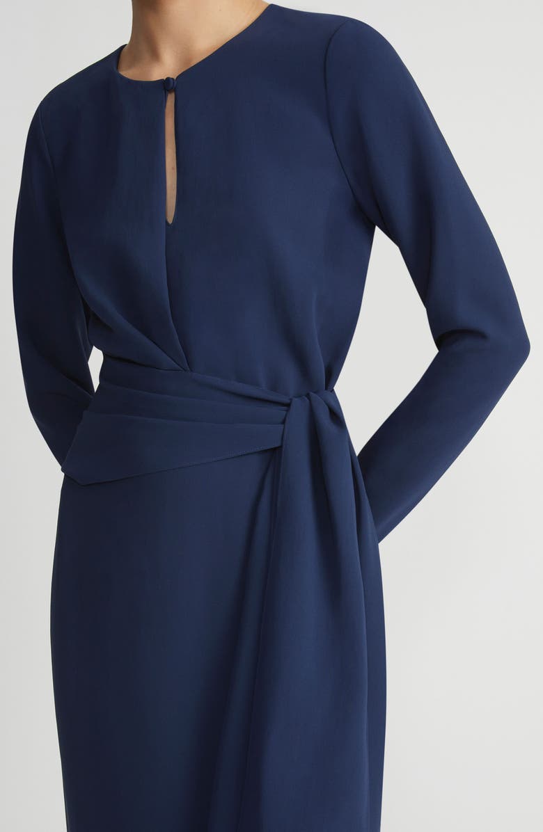Lafayette 148 New York Keyhole Long Sleeve Belted Crepe Dress ...
