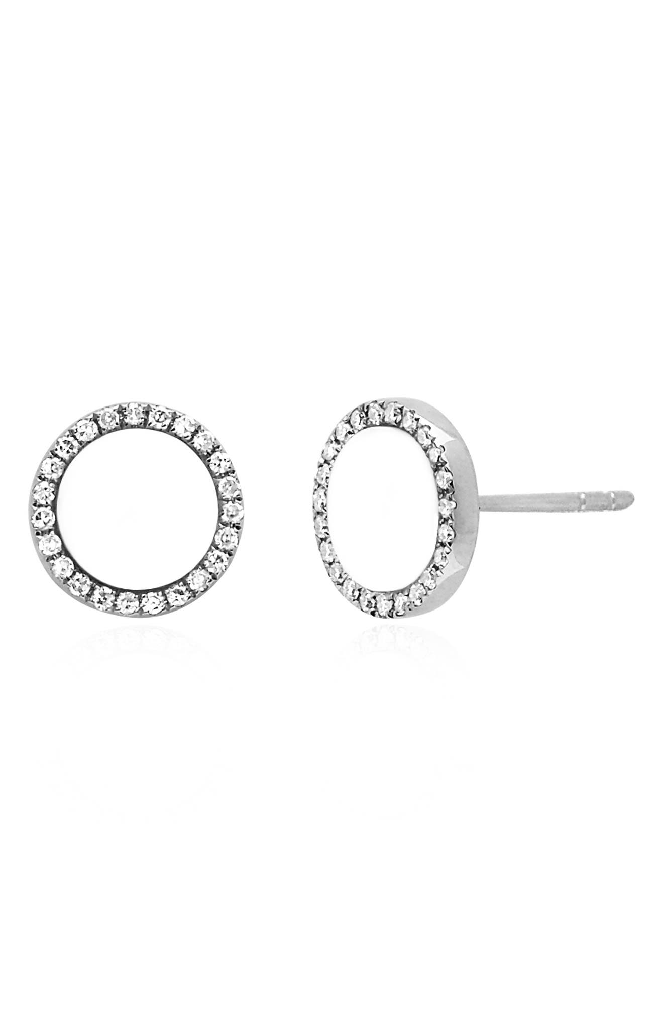 EF Collection Diamond & White Enamel Disc Stud Earrings, 0.12 ctw ...