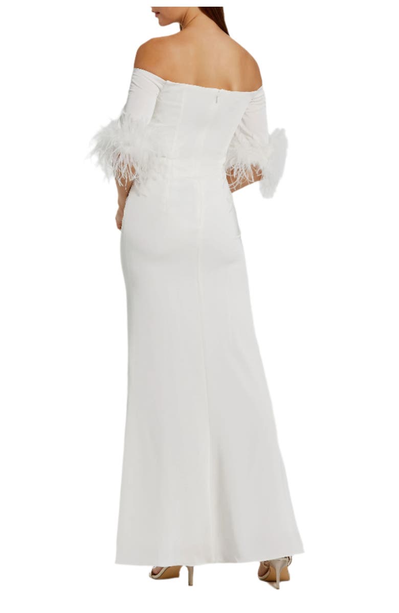 Mac Duggal Feather Trim Off The Shoulder Column Gown | Nordstrom