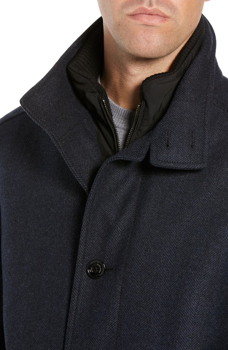 BOSS Coxtan Regular Fit Herringbone Layer Look Wool Blend Coat | Nordstrom