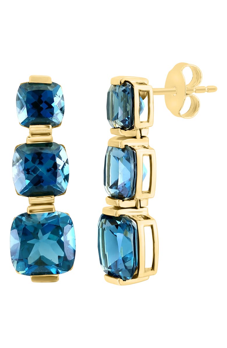 EFFY 14K Yellow Gold Cushion Cut London Blue Topaz Link Drop Earrings ...