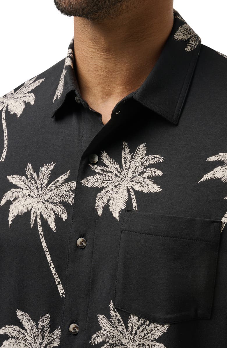 TravisMathew Safari Sun Palm Tree Print Short Sleeve Stretch Button-Up ...