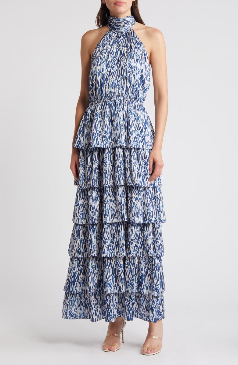 Chelsea28 Printed Tiered Mock Neck Maxi Dress | Nordstromrack