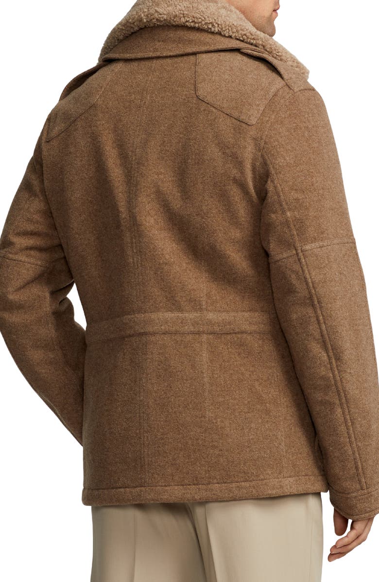 Ralph Lauren Purple Label Hamish Genuine Shearling Collar Wool Blend ...