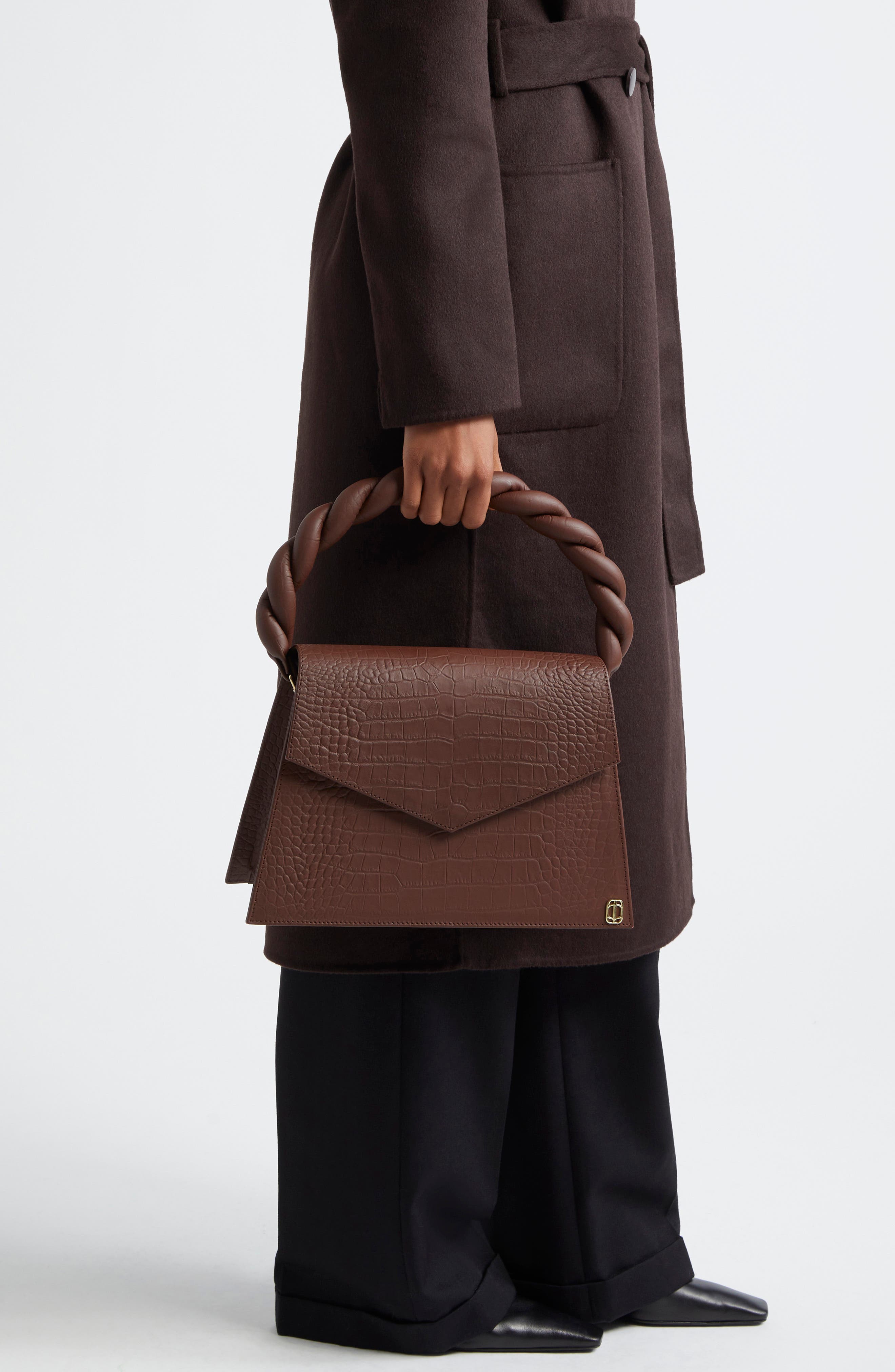 Anima Iris Medium Zaza Grande Croc Embossed Leather Top Handle Bag ...