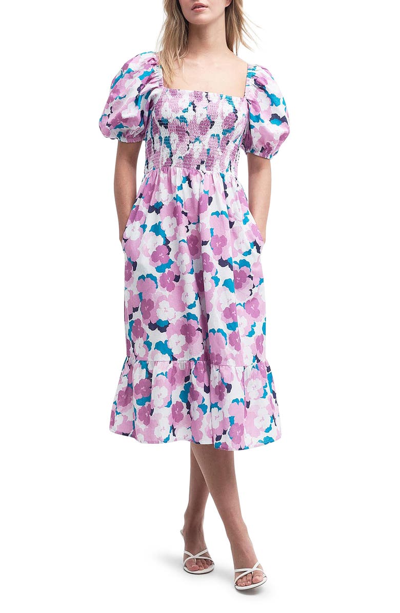 Barbour Ashfield Floral Puff Sleeve Cotton & Linen Sundress | Nordstromrack