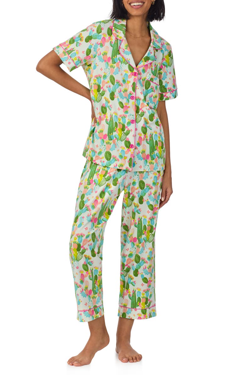 BedHead Pajamas Print Stretch Organic Cotton Jersey Crop Pajamas ...