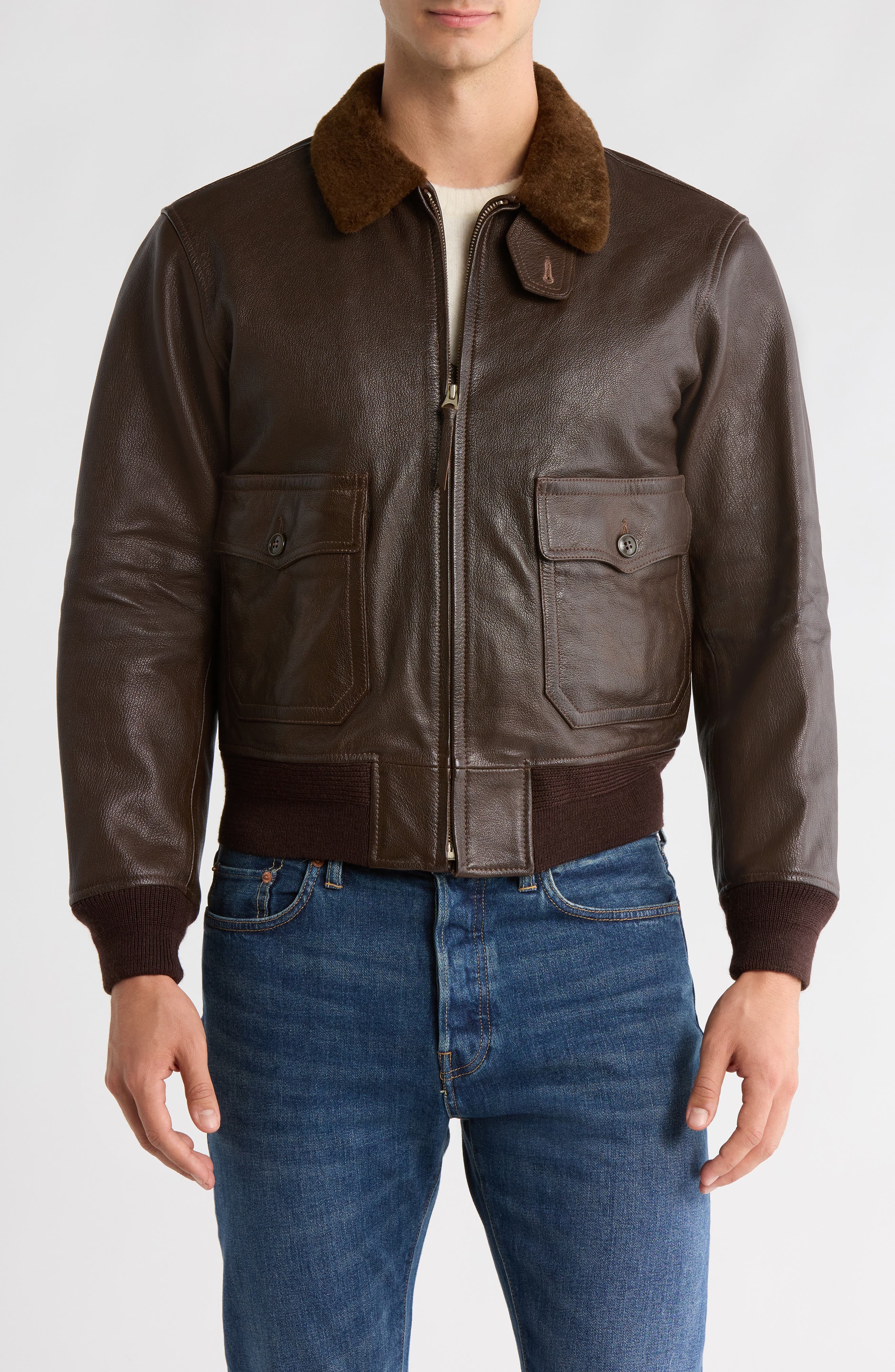 Skymaster G-1 Genuine Shearling & Leather Flight Jacket (Men ...