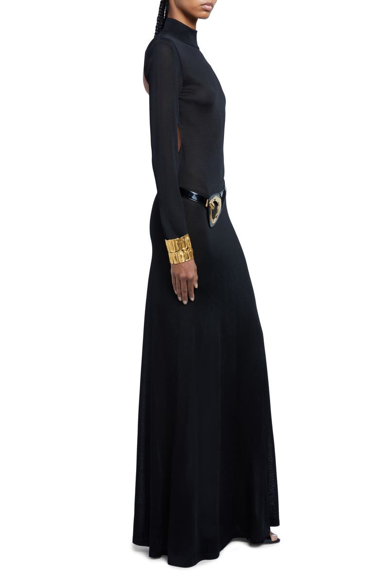 TOM FORD Semisheer Mock Neck Open Back Long Sleeve Maxi Dress ...