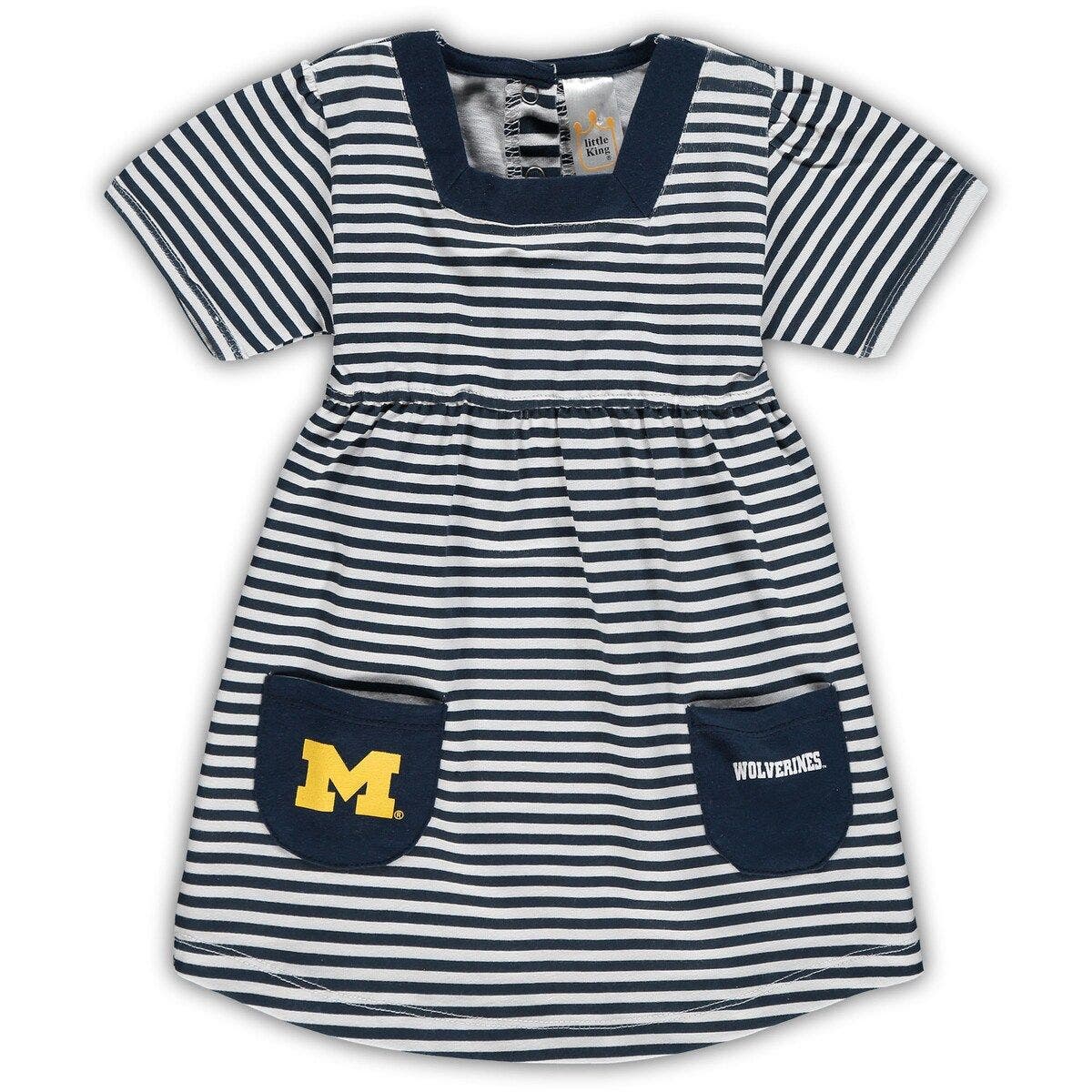 LITTLE KING Girl's Toddler Navy Michigan Wolverines Striped Dress with ...