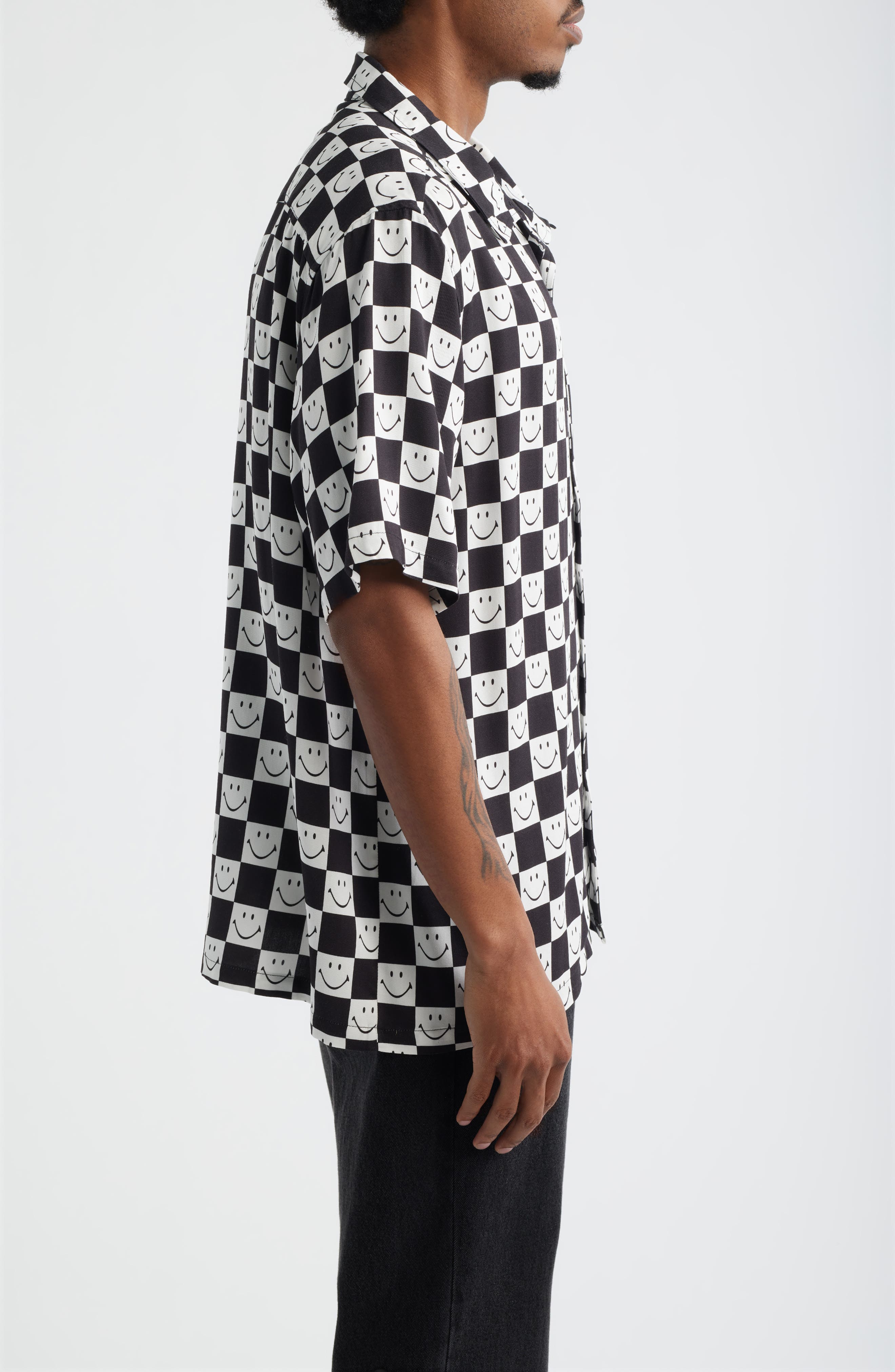 MARKET SMILEY® Checkerboard Print Camp Shirt | Nordstrom