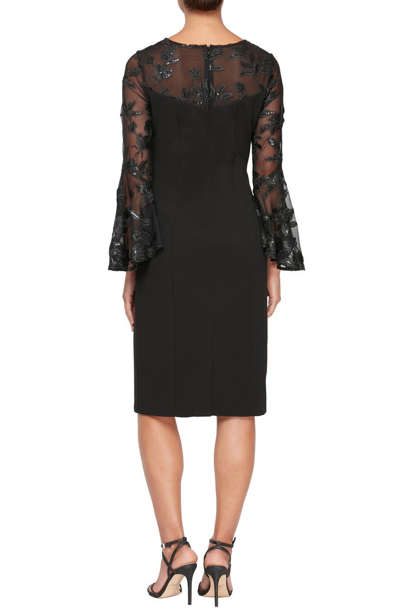 Alex Evenings Embroidered Illusion Bell Sleeve Sheath Dress | Nordstromrack